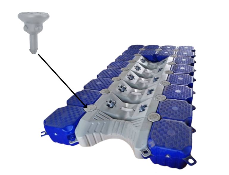 ทุ่นลอยน้ำพลาสติก แพลอยน้ำ สลักกลางแบบชั้นเดียว SmallShort Pin HDPE, 24 ...